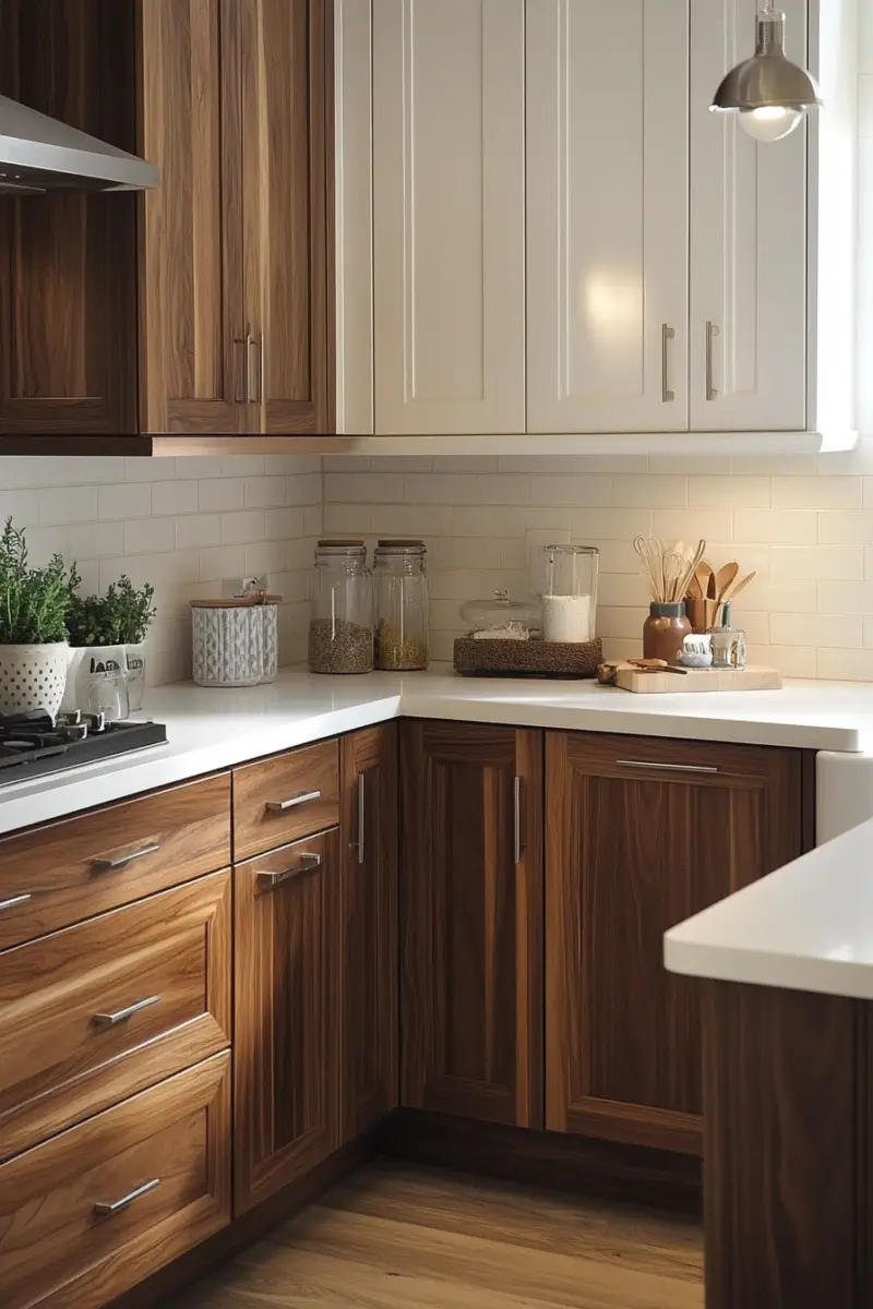 8+ Kitchens That Rock Brown Cabinets & White Counters – DreamyHomeStyle